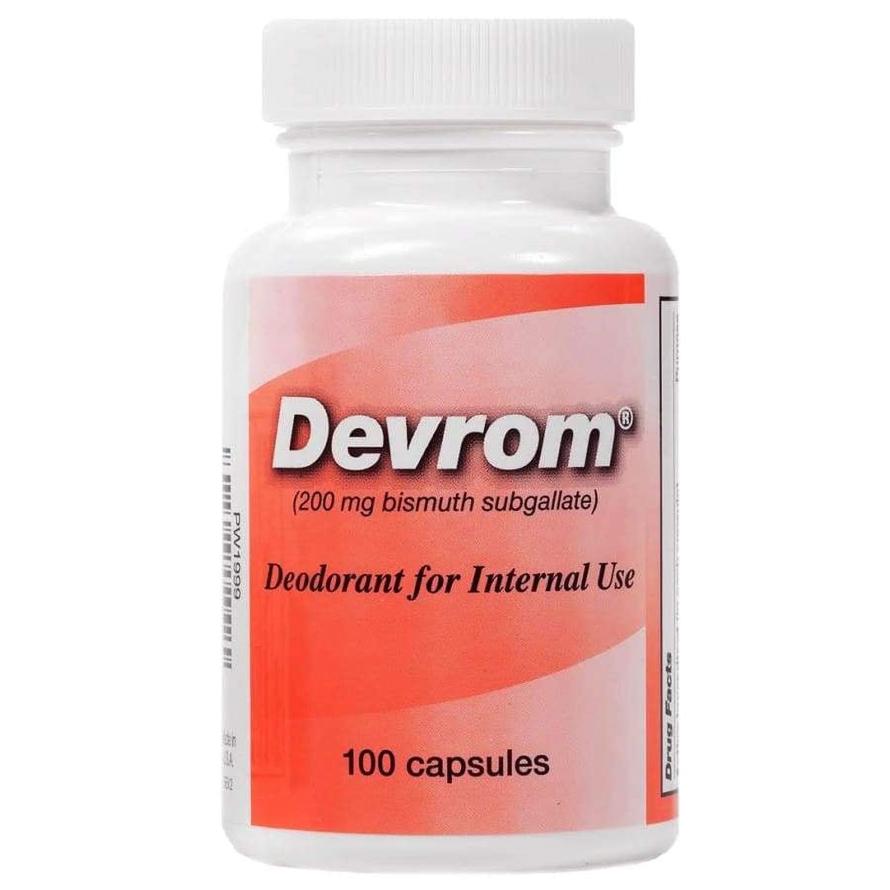 DEVROM Internal Deodorant | Fast Acting Flatulence Deodorizer | 200mg Bismuth Subgallate | 100 ...