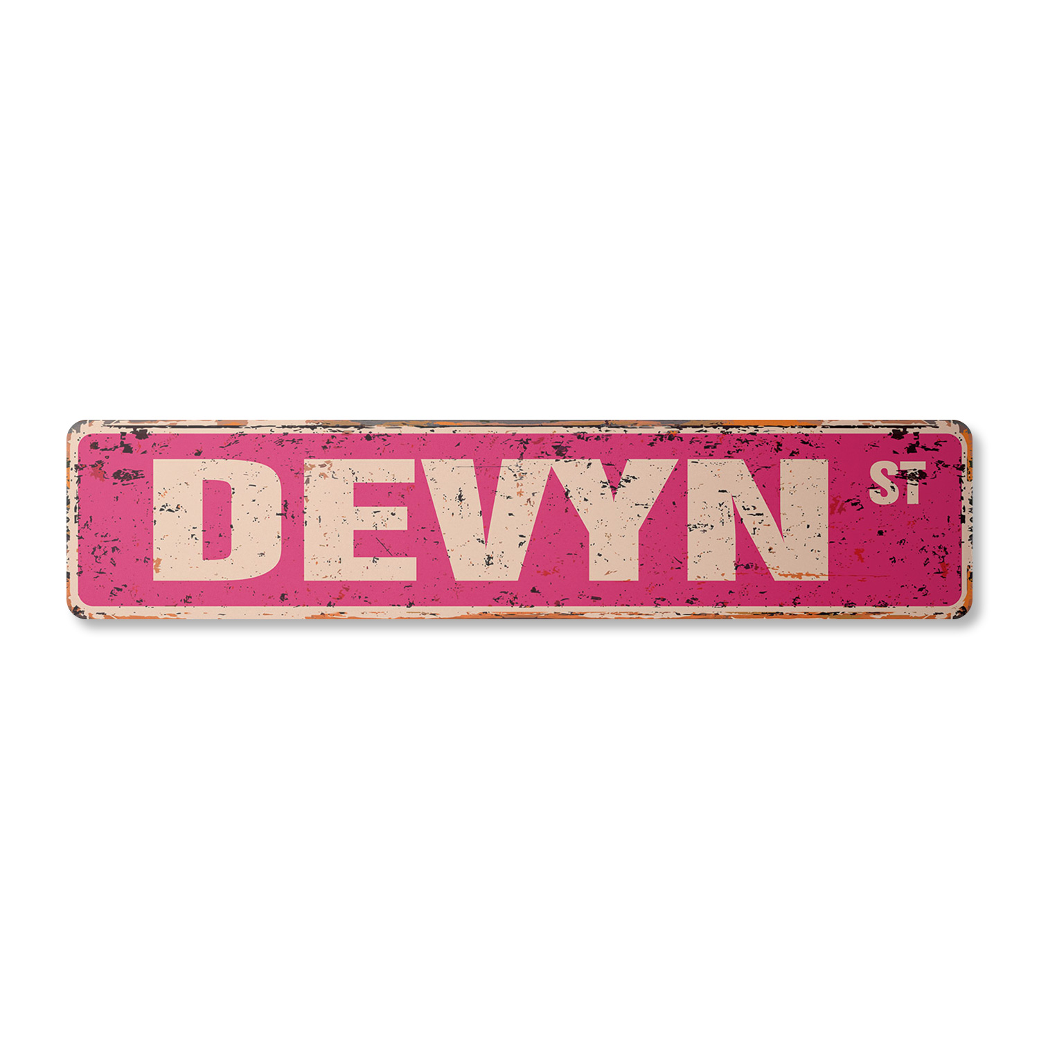 DEVYN Vintage Plastic Street Sign Childrens Name Room Sign | Indoor ...