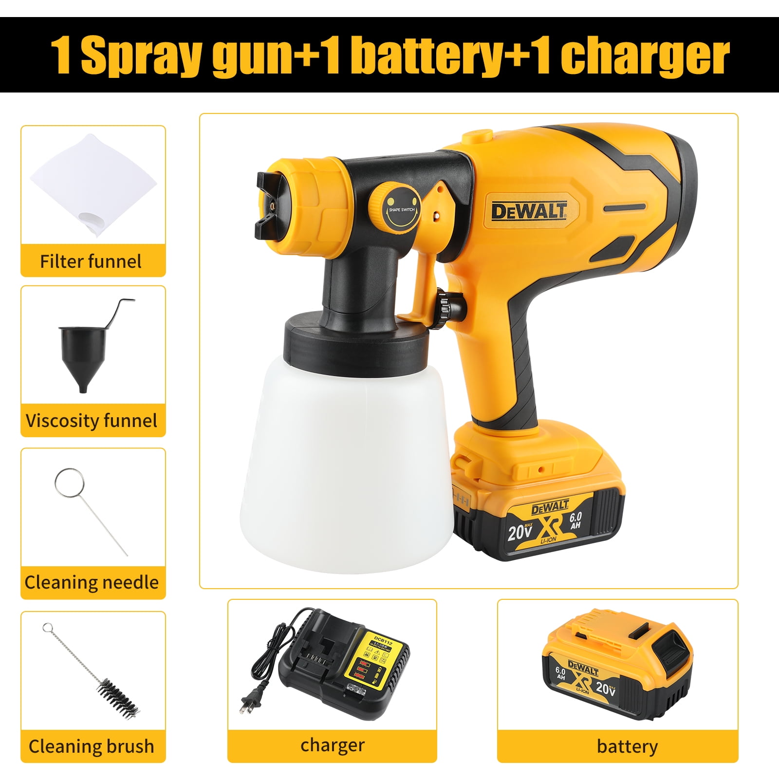 DEWALT 20V Cordless Paint Spray Gun,1000ML,High Power for Auto ...