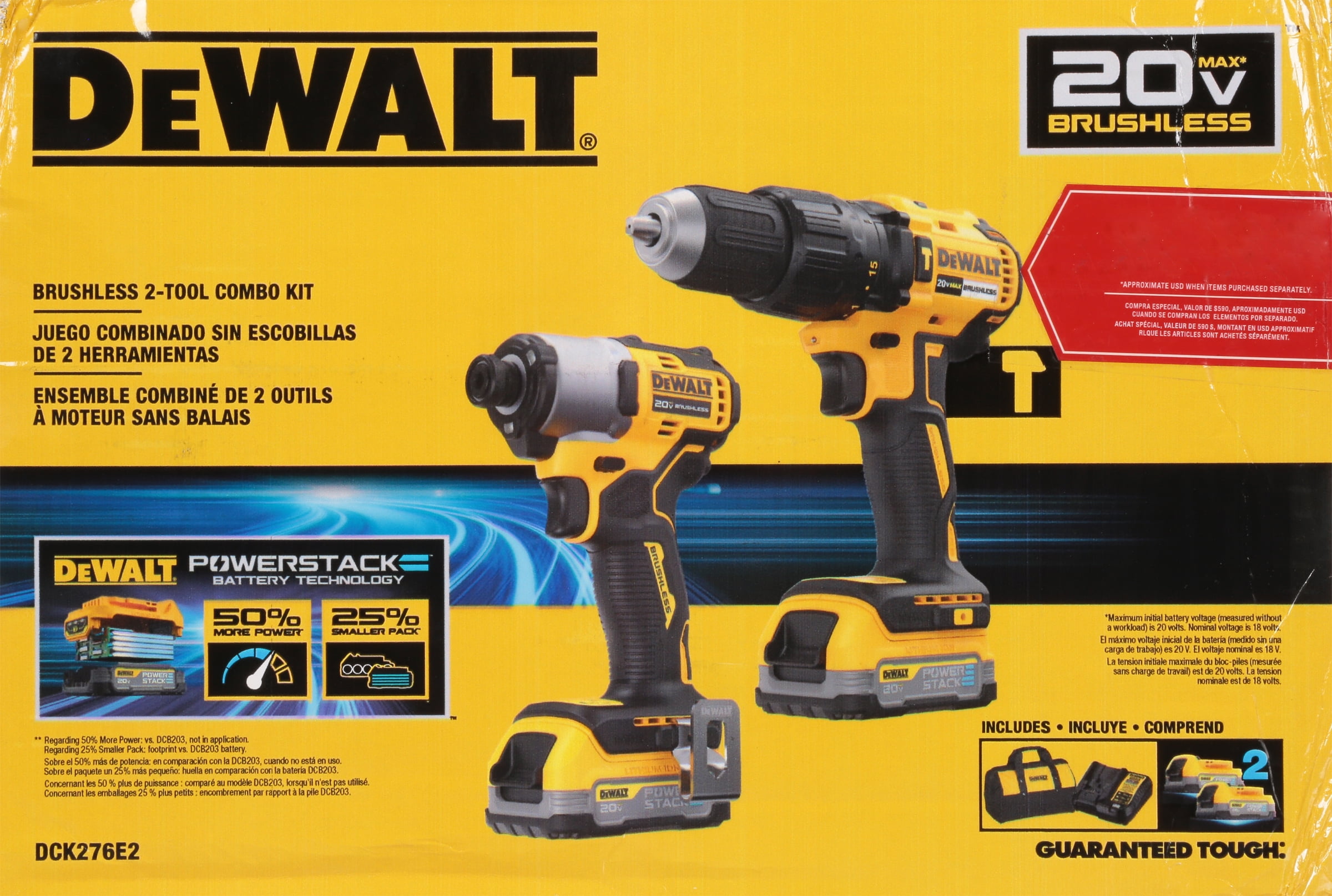 DEWALT 20V MAX* Brushless 2- Kit w/POWERSTACK Batteries (DCK276E2 ...