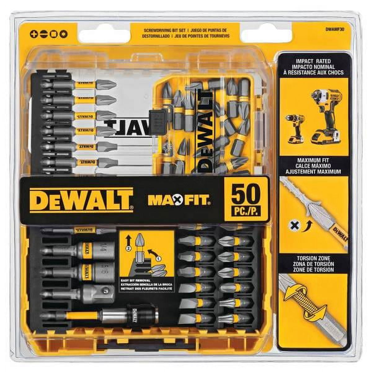 DEWALT 50 Piece Max Fit Screwdriving Bit Sets with ToughCase+ System - Walmart.com