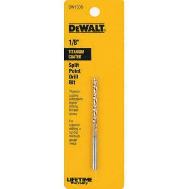 DEWALT DW1308-1/8-Inch Titanium Split Point Twist Drill Bit,Gold ...