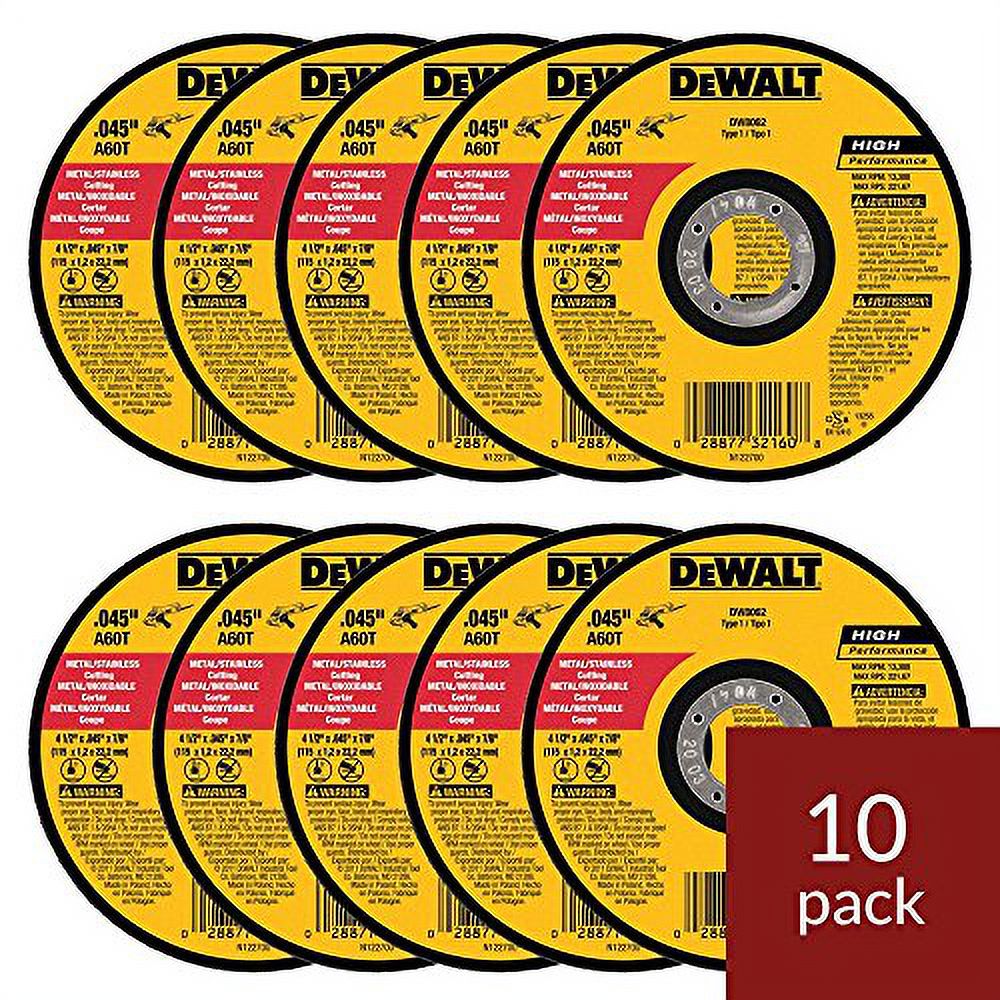 DEWALT DW8062 10 PK DW8062 4 1 2 x 045 x7 8 Metal Angle Grinder DEWALT DW8062 10 PK DW8062 4 1 2 x 045 x7 8 Metal Angle Grinder