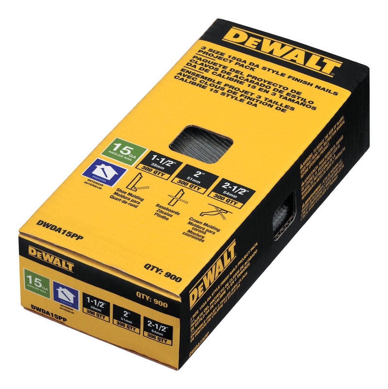 DEWALT DWDA15PP - Durable Bright Angled DA Finish Nails Assortment ...