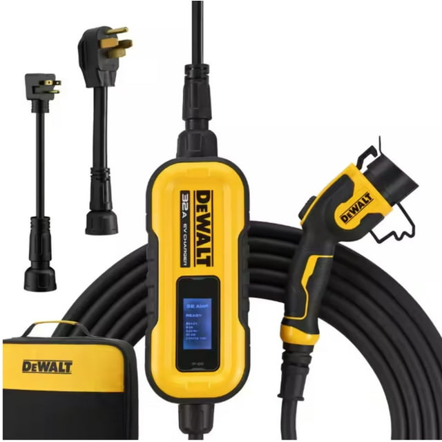 DEWALT Level-2 Portable Electric Vehicle EV Charger up to 32 Amps, 120 ...
