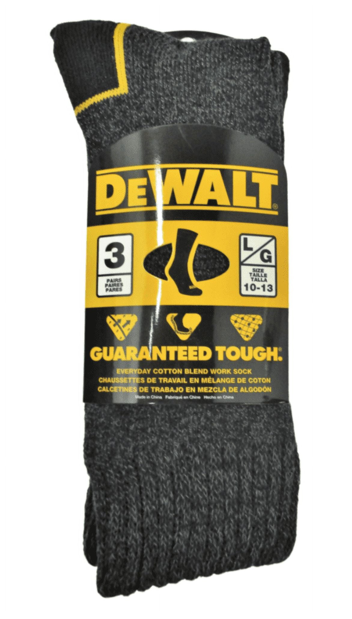 DEWALT Men's Everyday Cotton Blend Work Socks, 3-Pack - Black - Walmart.com