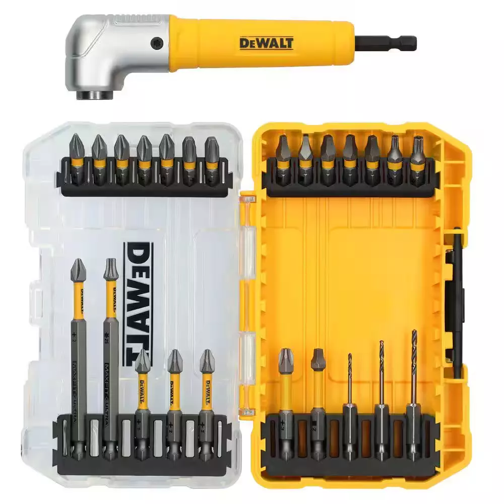 DEWALT Steel Drill and Driving Bit Set with Right Angle Attachment (25 ...