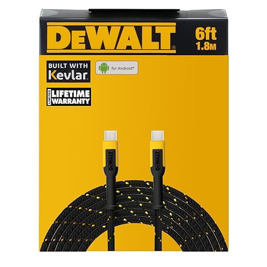 DEWALT USB C Charging Cable — Reinforced Braided Cable for USB-C to USB ...