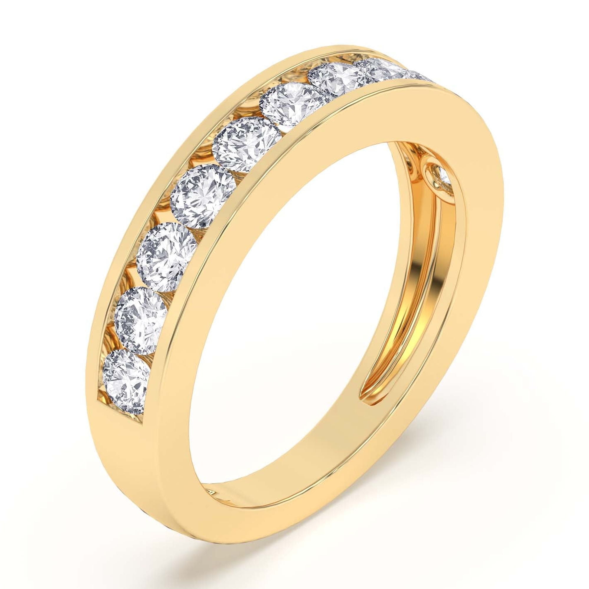 DEWBERRY 1.00 Cttw 14K Yellow Gold Channel Set Round Diamond Wedding ...