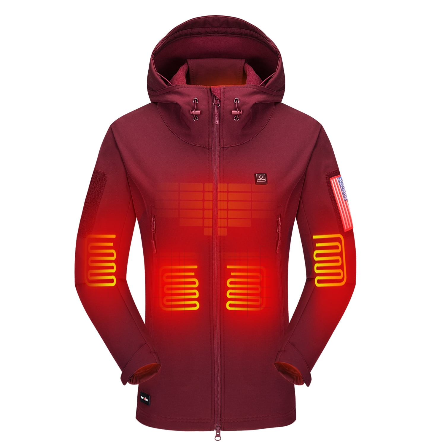 DEWBU Heated Jacket for Women, Soft Shell Heated Coat with 12V Battery ...