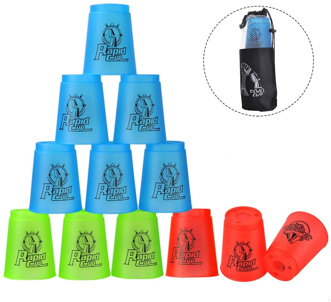 DEWEL 12 Pack Stacking CupsQuick Stack Cups with 15 Stack Ways, Classic ...
