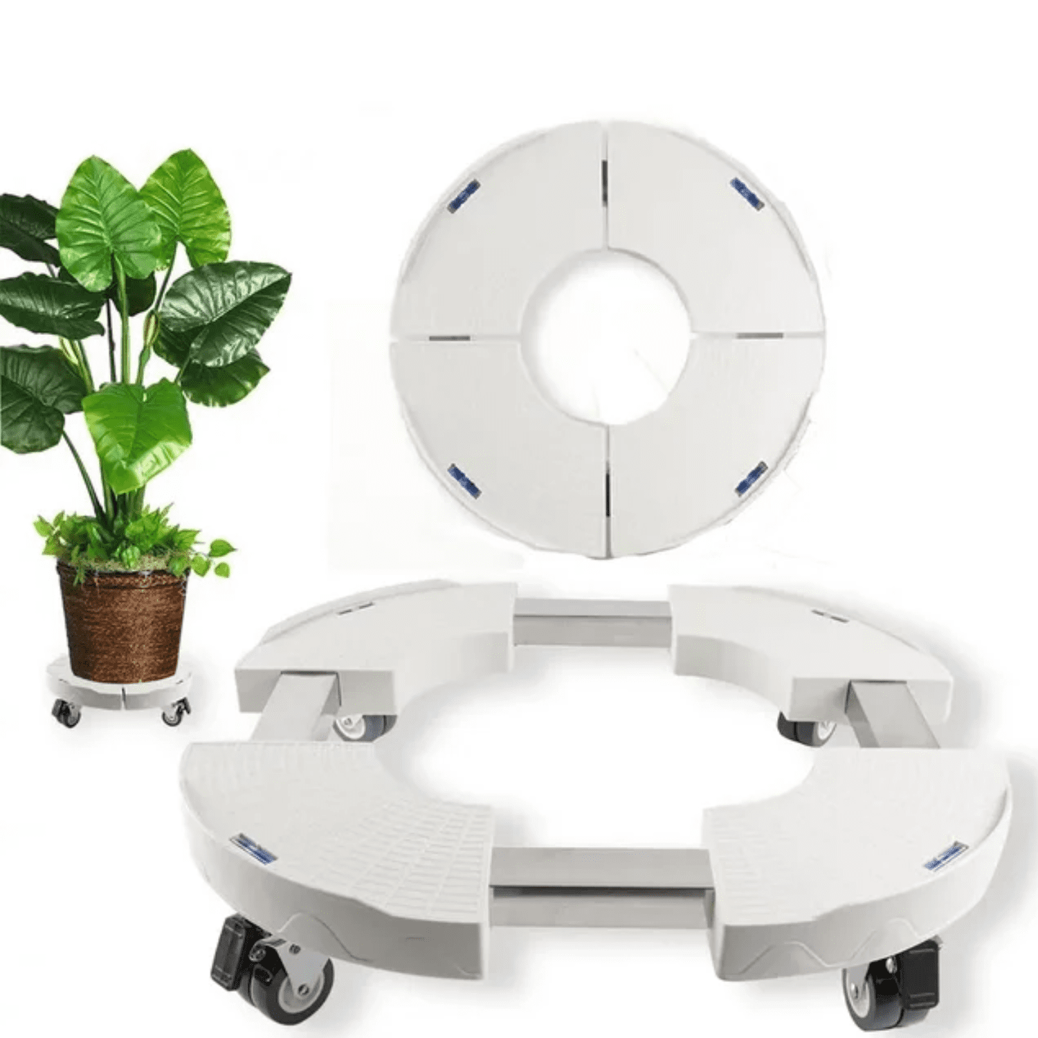 DEWEL Heavy Duty Adjustable Rolling Plant Caddy with Large Casters ...