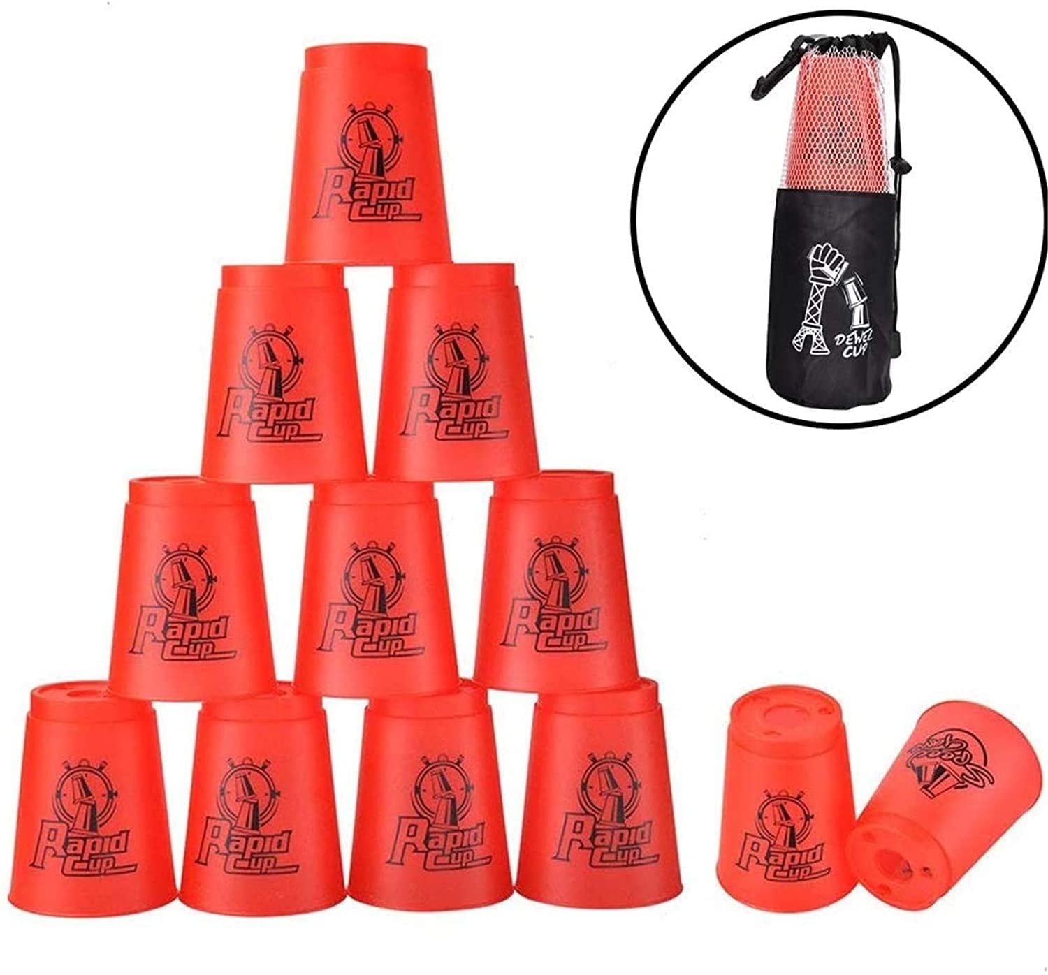 DEWEL Quick Stack Cups Speed Training Game Toys, 12pcs Family Cups ...