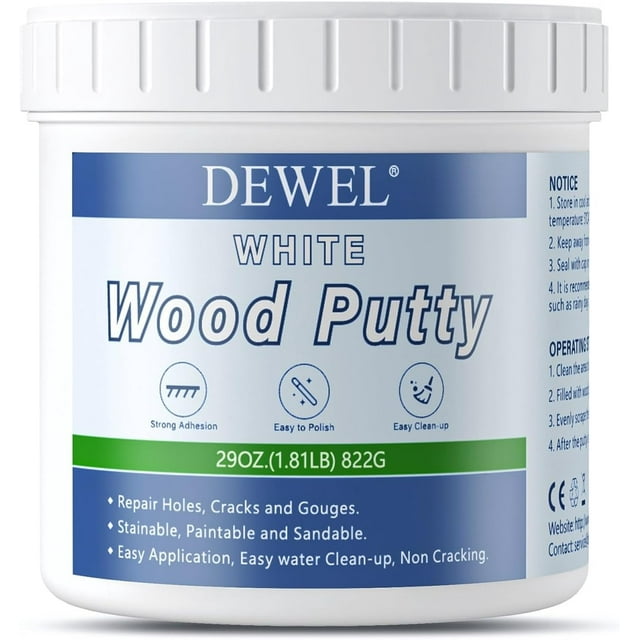 DEWEL Wood Putty, 29 Ounce White Filler Putty, Wood Filler Paintable ...