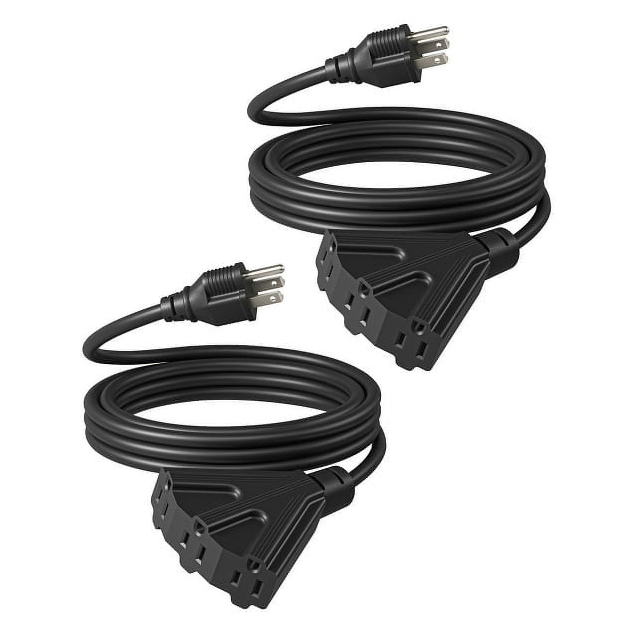 DEWENWILS 10ft Heavy-Duty Outdoor Black Extension Cord with Multiple 3 ...