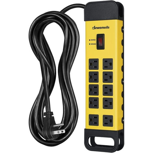 DEWENWILS 10-Outlet Metal Surge Protector Power Strip with 15Ft Cord ...