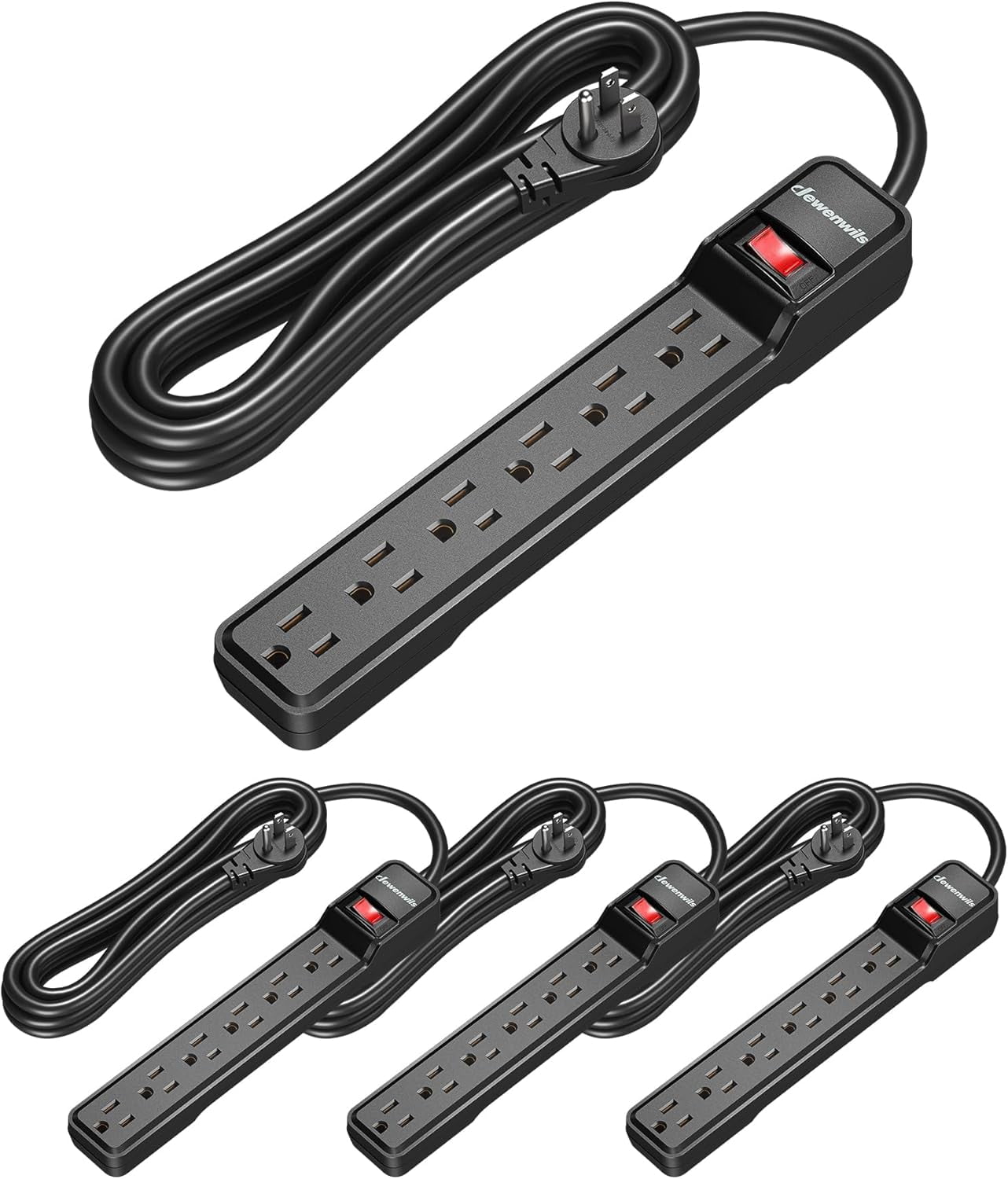 DEWENWILS 15 Foot Long Power Strip, 6-Outlet Power Strip 15FT, 15 Amp ...