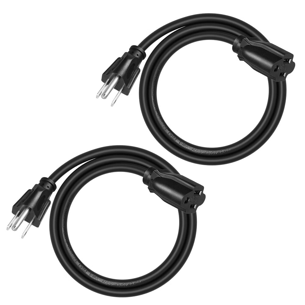 DEWENWILS 2 Pack Short 3FT Indoor Extension Cord, 16 AWG 3 Prong Power ...