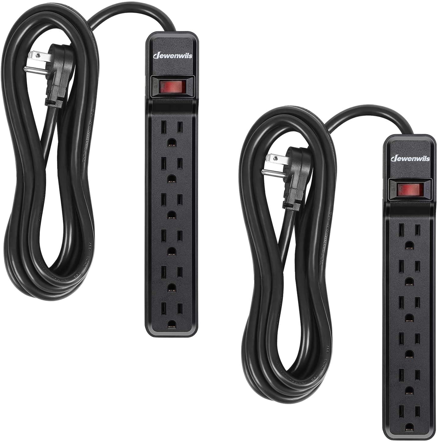 DEWENWILS 2-Pack Surge Protector Power Strip with 6 Outlets, 10ft ...