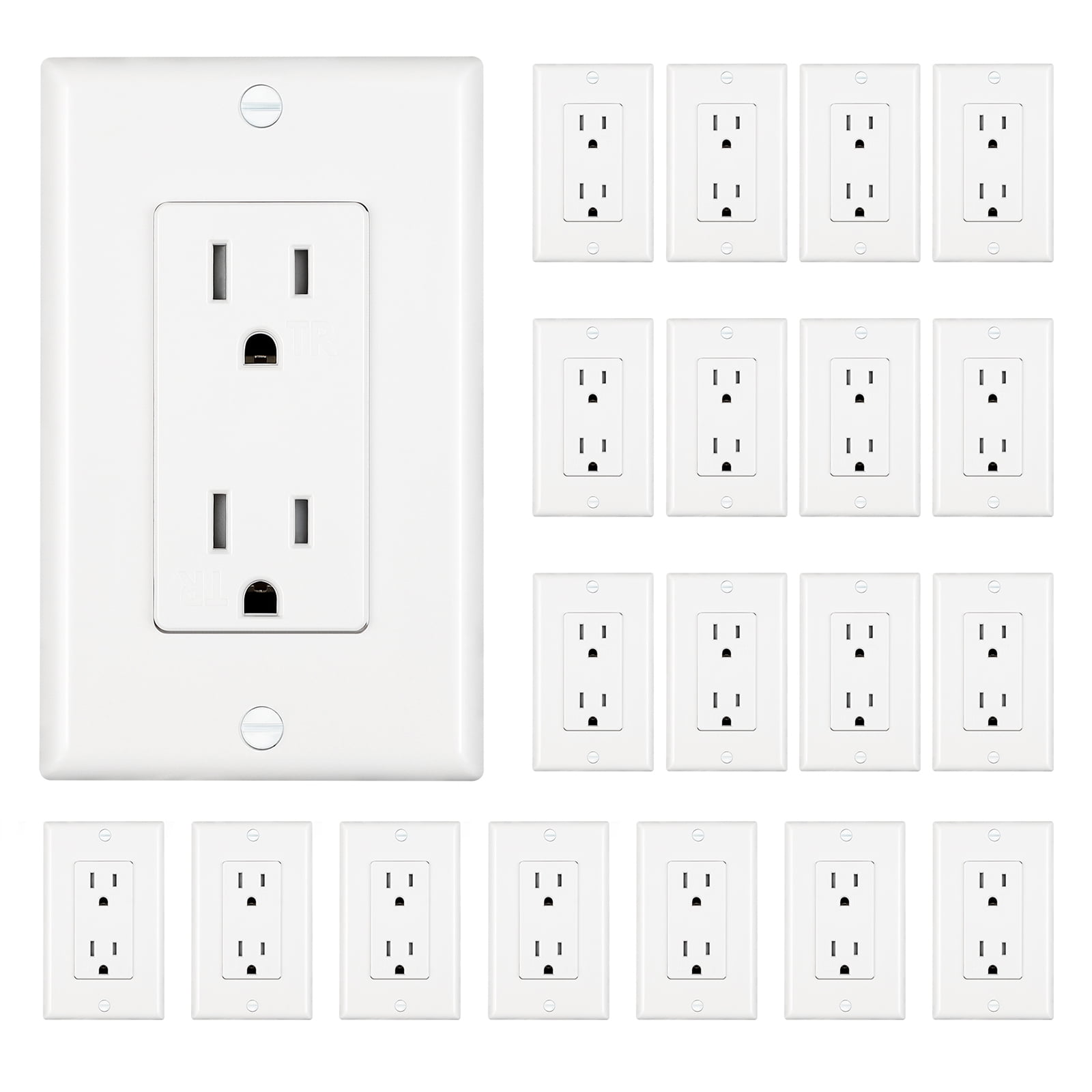 DEWENWILS 20 Pack Decorator Receptacle Outlet, 15Amp/125V, (TR) Tamper ...