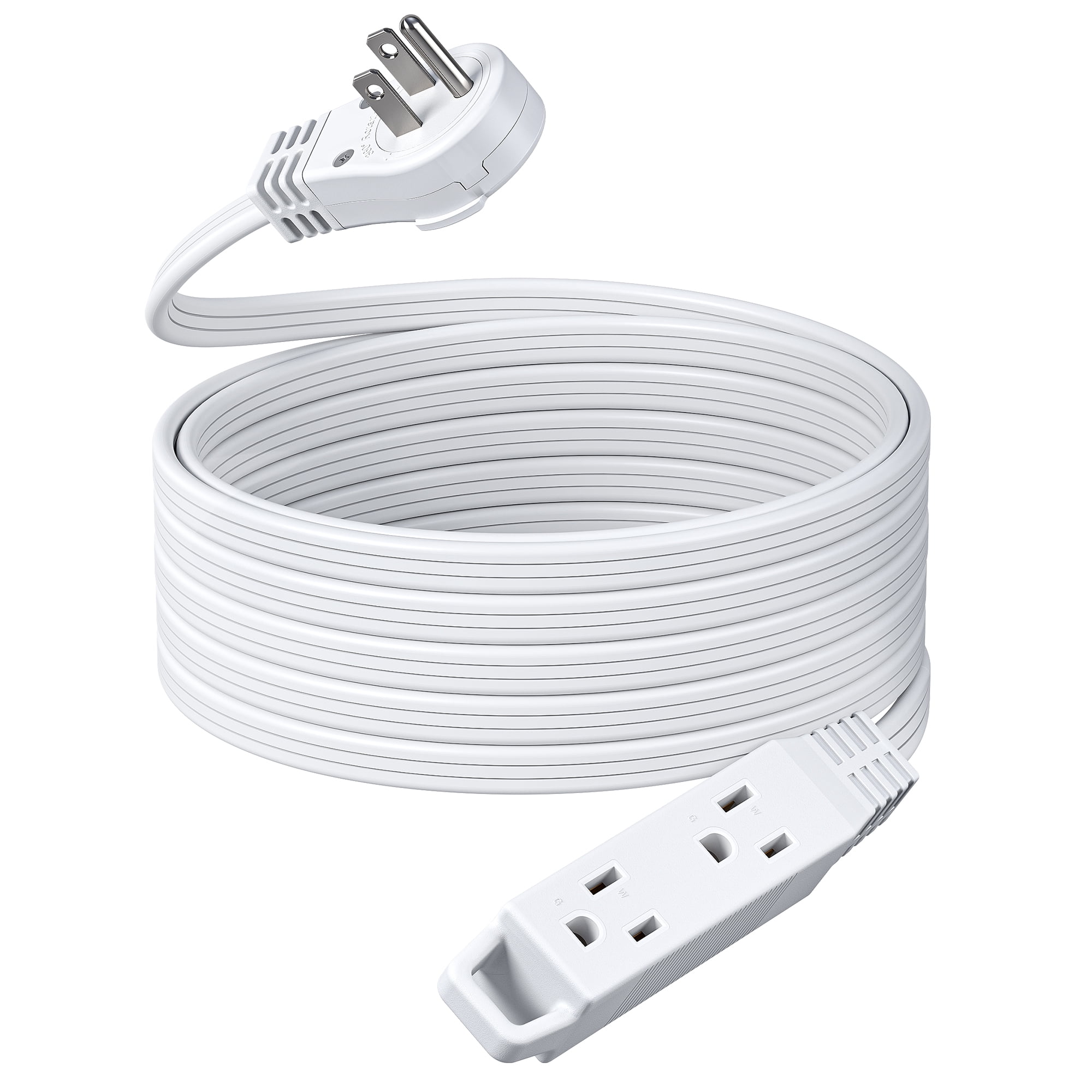 DEWENWILS 20FT 360° Rotating Flat Plug Extension Cord 3 Prong 16 AWG ...