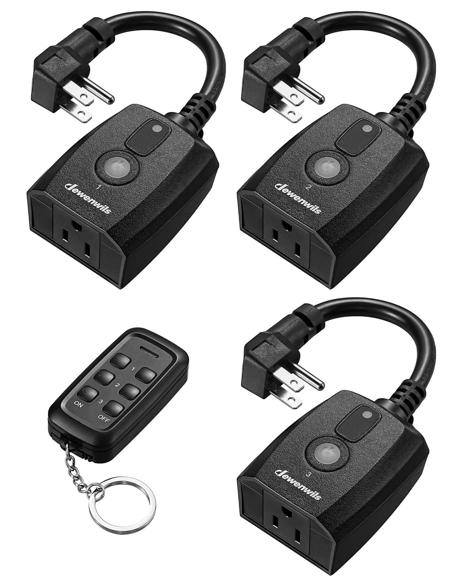 DEWENWILS 3pk Wireless Remote Outlets, 15A 125VAC, 100ft Range ...