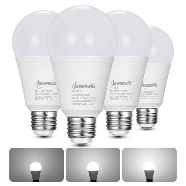 DEWENWILS 3-Way LED Bulbs, 40/60/100W Eq., 5000K Daylight, 500/1000 ...