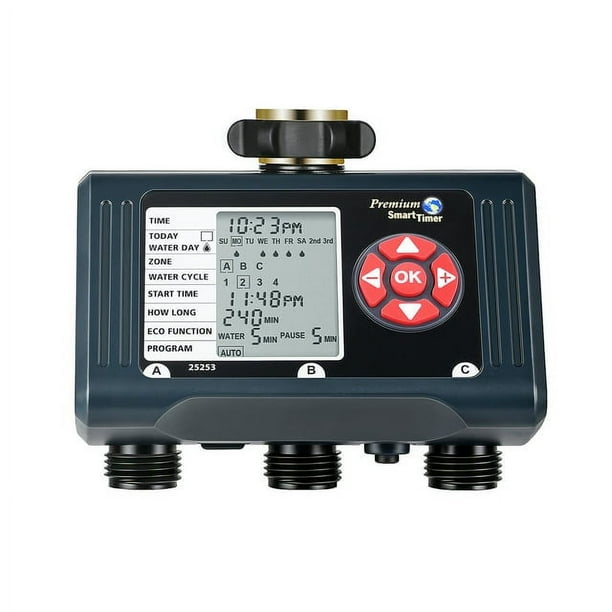 DEWENWILS 3 Zone Water Timer, Hose Timer 3 Outlet Sprinkler Irrigation Timer Programmable ...
