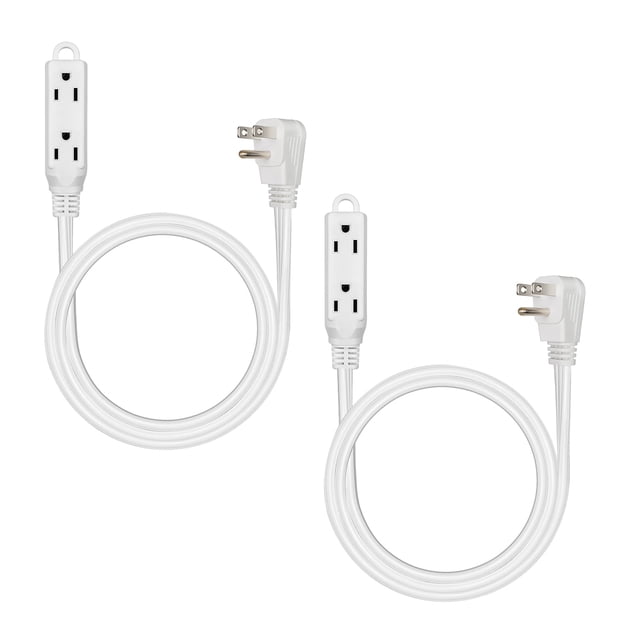 DEWENWILS 3ft Indoor Extension Cord, Flat Plug, 3 Outlets, 16 AWG, 2 ...