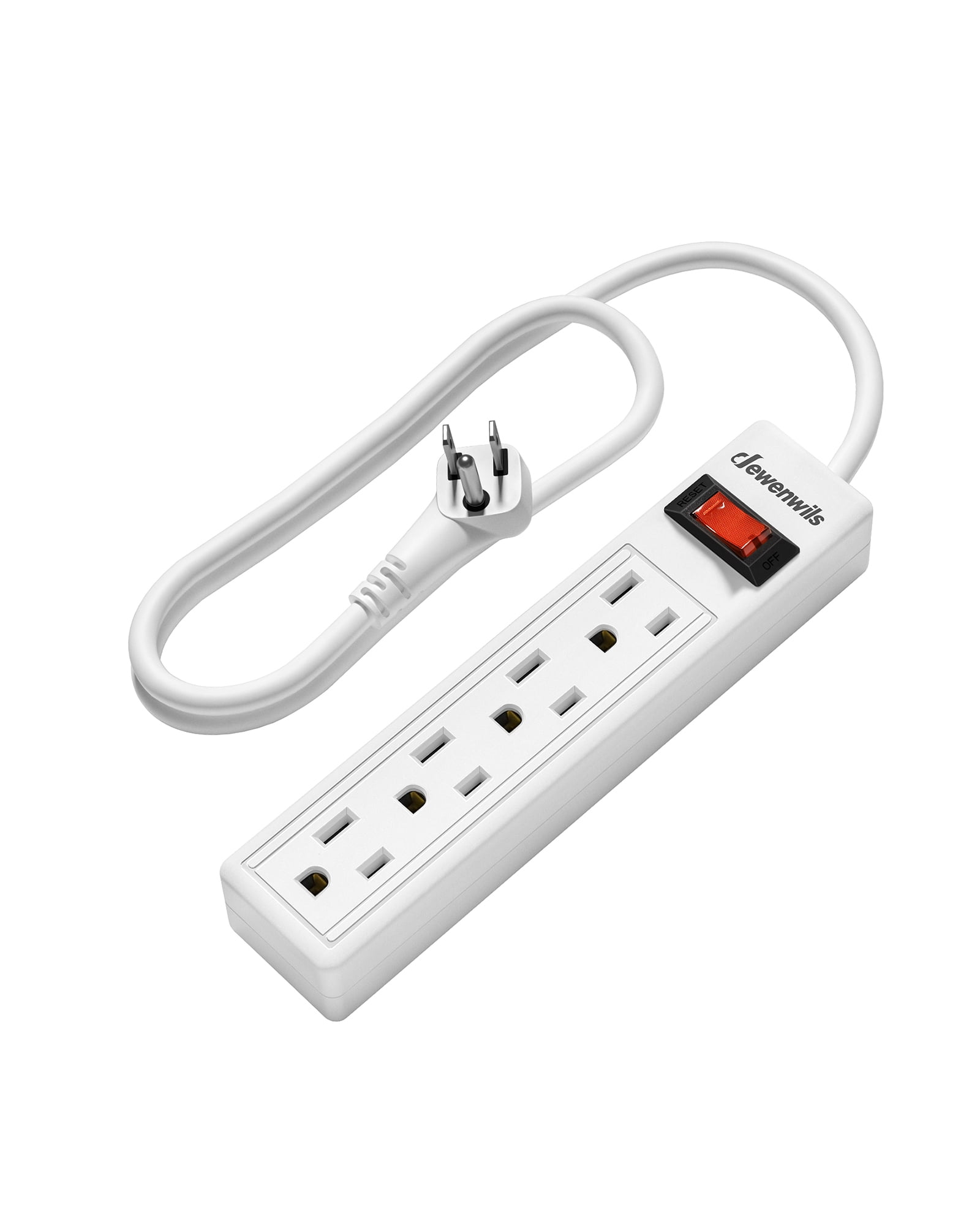 DEWENWILS Power Strip with 4 Outlets, 2ft Flat Angled Plug, Wall Mount ...