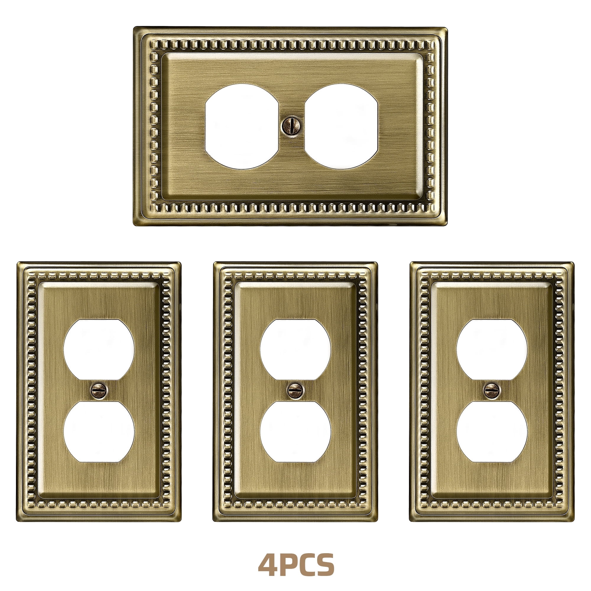 DEWENWILS 4 Pack Metal Outlet Covers, Duplex Wall Plate Cover, Antique ...