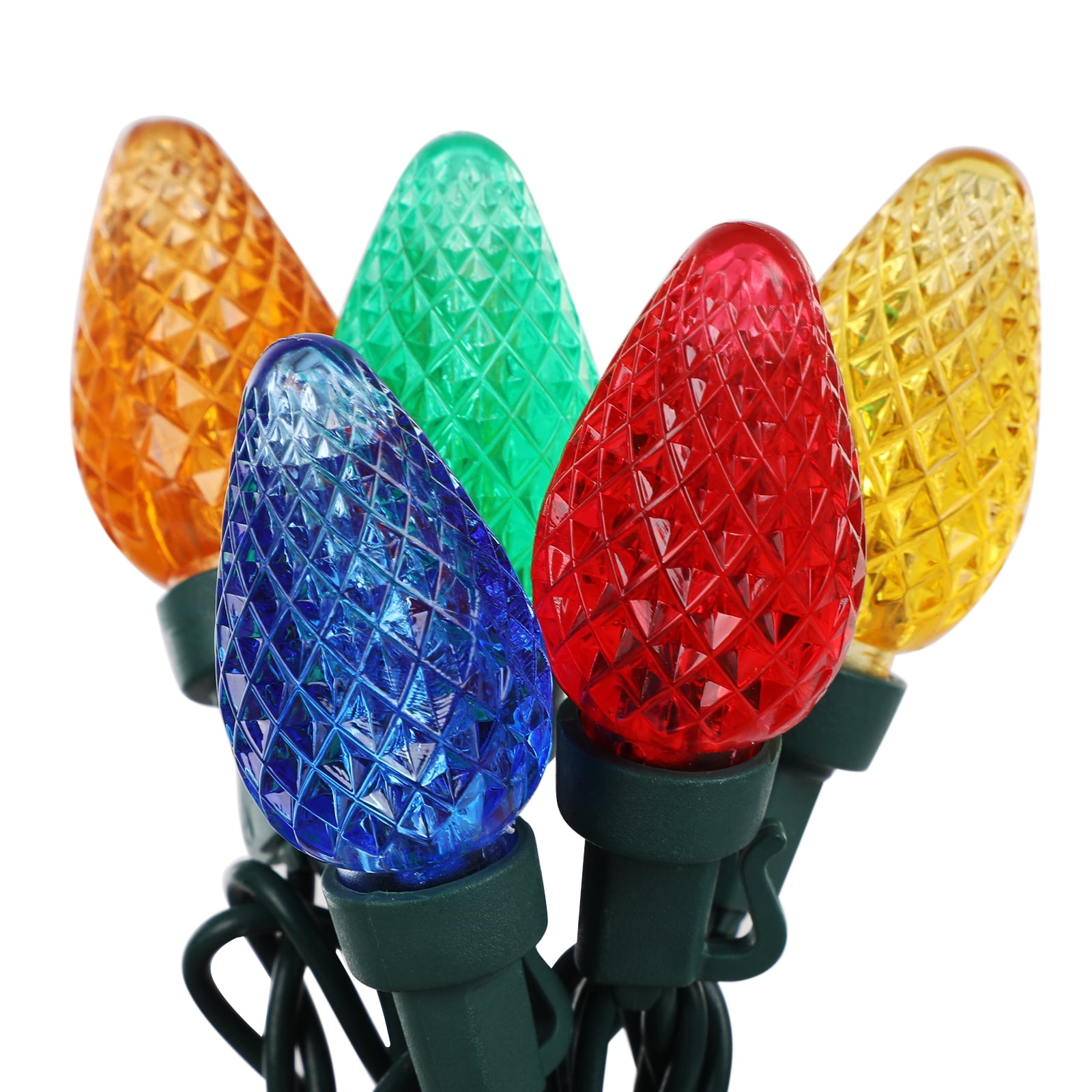 DEWENWILS 33.3ft C7 Outdoor LED Christmas Lights, 50 Multicolor Strings ...