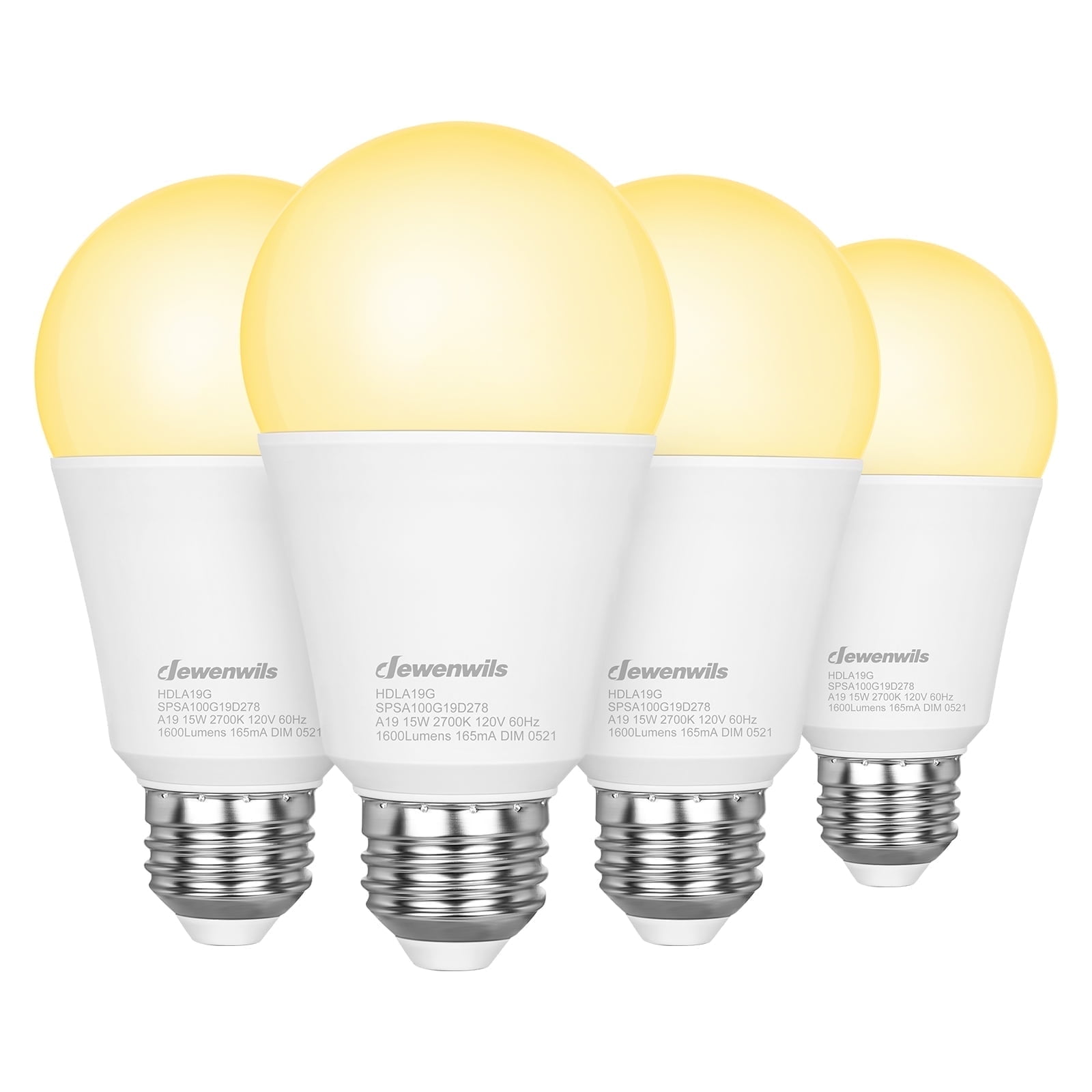 DEWENWILS Dimmable LED Light Bulbs 2700K Soft White 1600LM 15W E26 ...