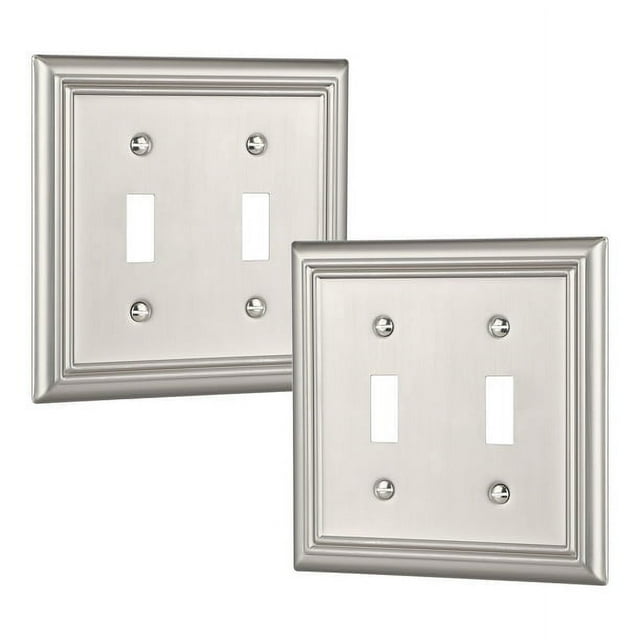 DEWENWILS Brushed Nickel Light Switch Covers, Double Toggle Wallplates ...