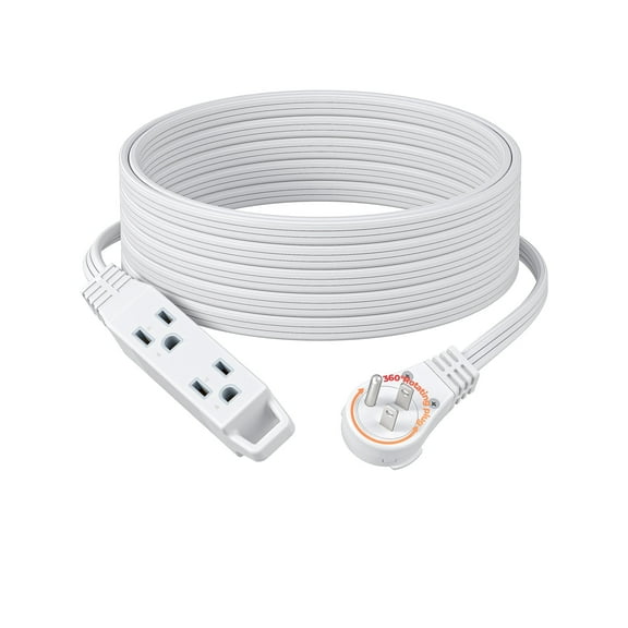 Cable 6 Feet (3 Pack), 360° Rotating Flat Plug Extension Cord/Wire, 3 ...