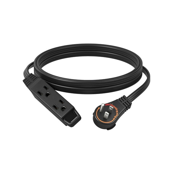 Cable 6 Feet (3 Pack), 360° Rotating Flat Plug Extension Cord/Wire, 3 ...