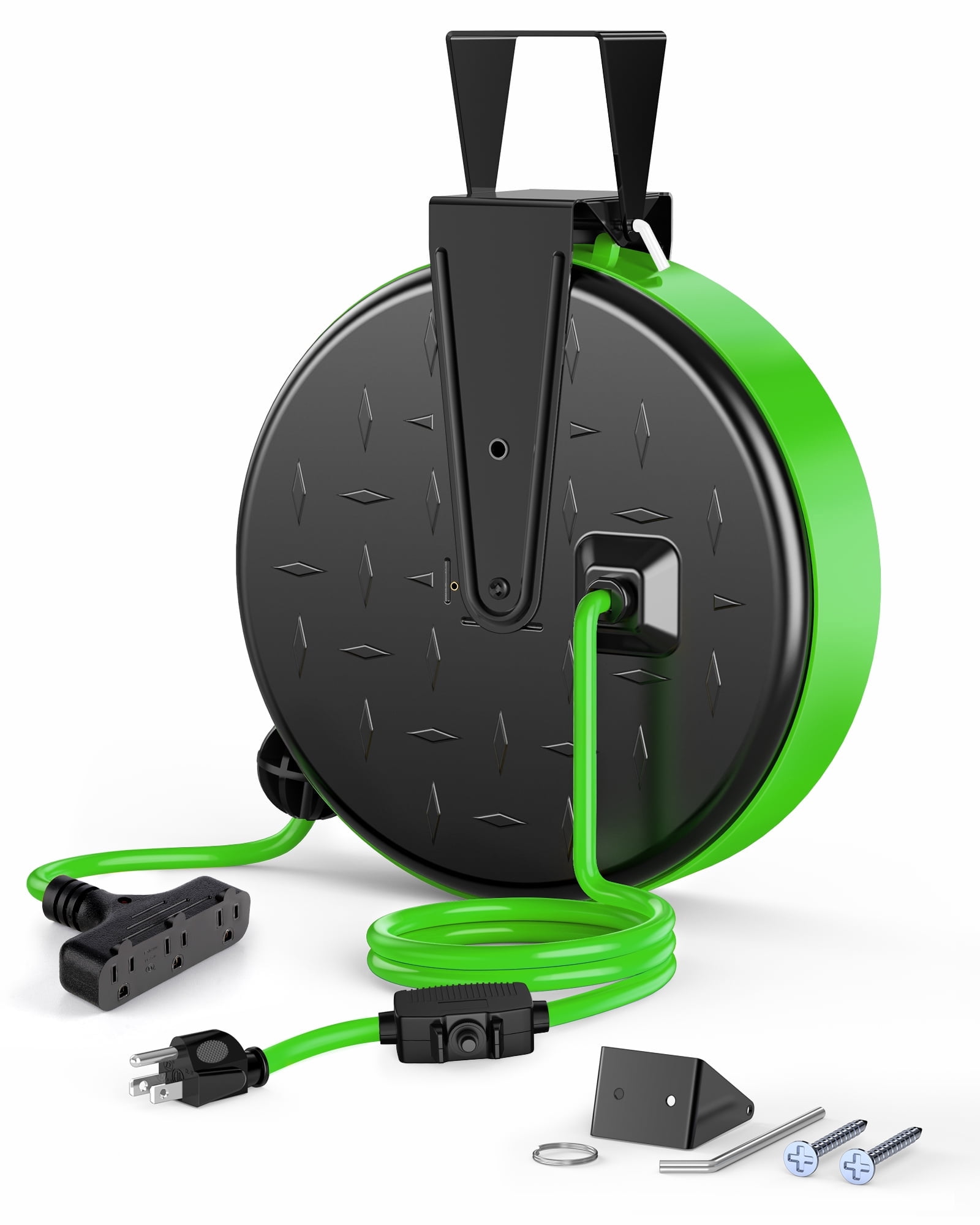 DEWENWILS Metal Extension Cord Reel, 30FT Retractable Extension Cord ...