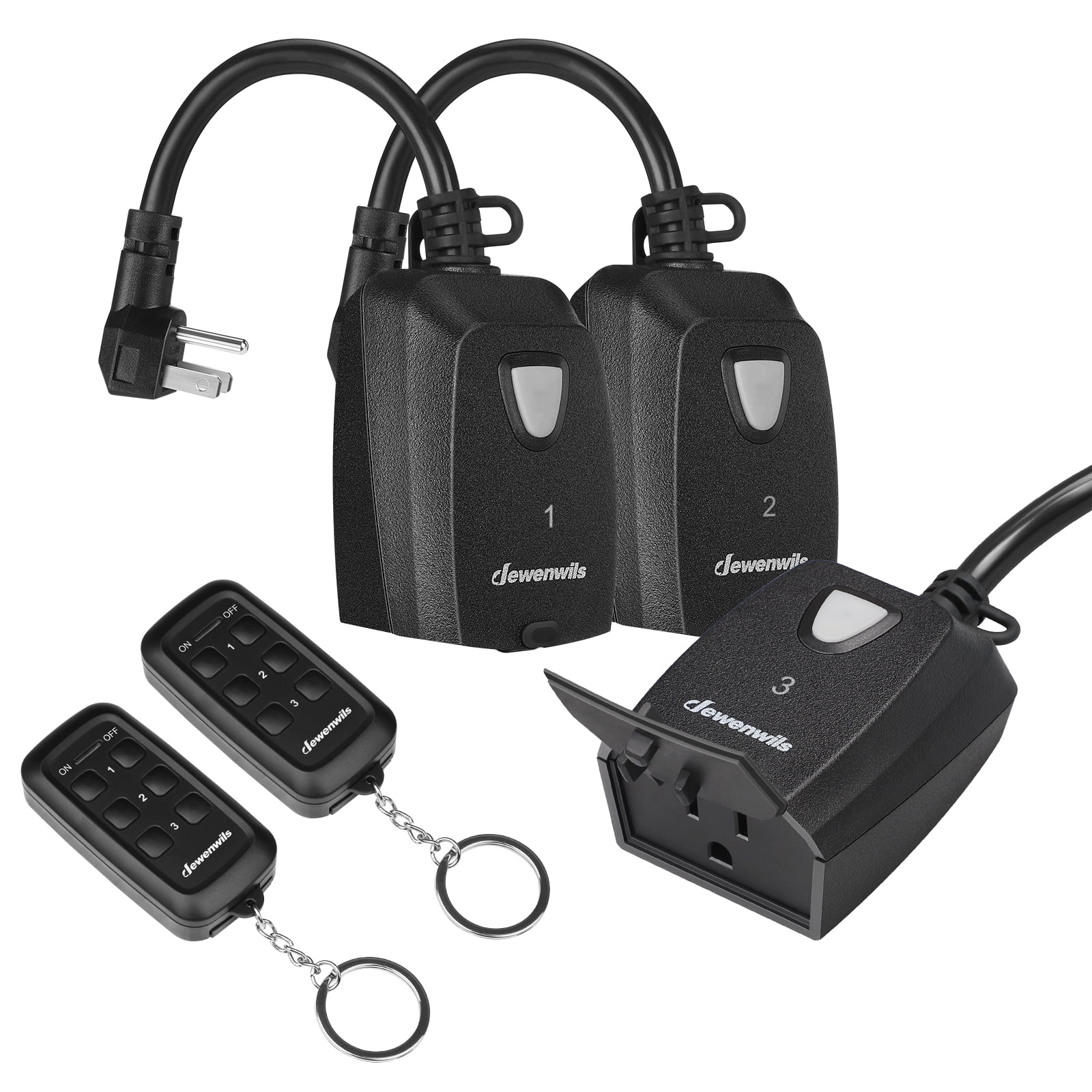 DEWENWILS Outdoor/Indoor Wireless Control Outlet, 15A, Weatherproof ...
