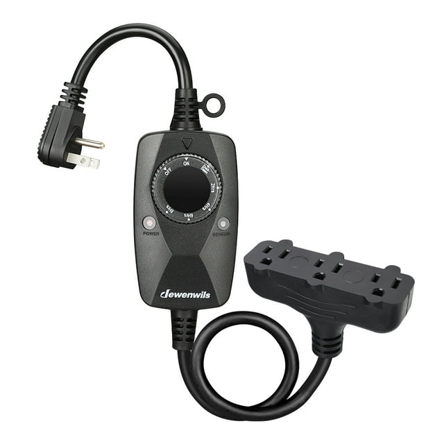 DEWENWILS Waterproof Outdoor Light Timer with 3 Power Outlets, 1.6FT ...