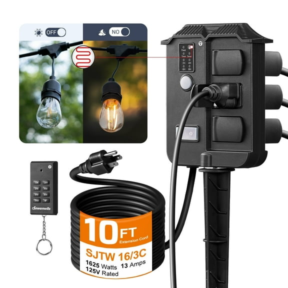 Hyper Tough Outdoor Wireless Remote Yard Stake with 6 Outlets, Timer, 6ft Cord, Green - Walmart.com