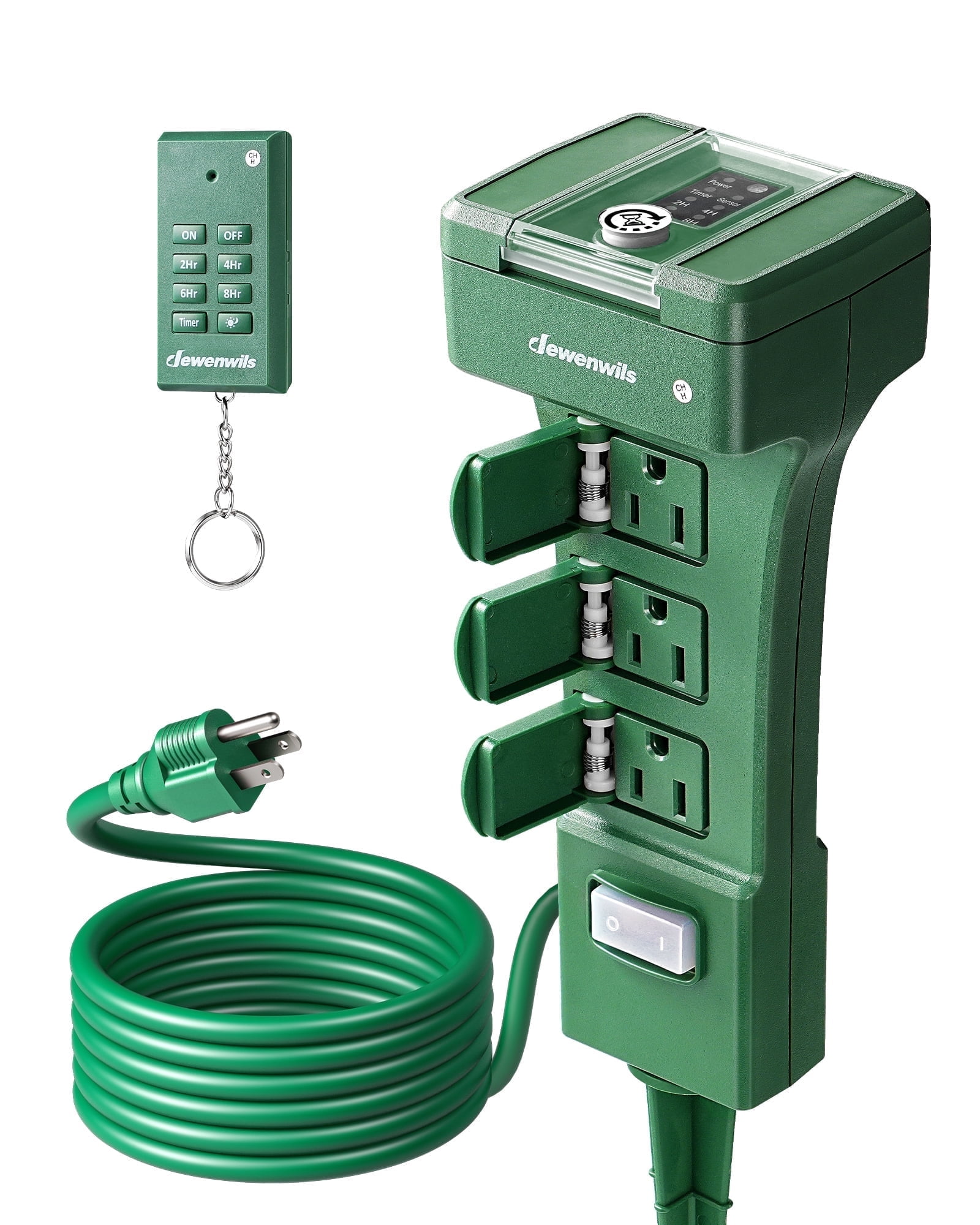 DEWENWILS Outdoor Power Stake Timer with Photocell, 6 Outlets, 100FT RF ...