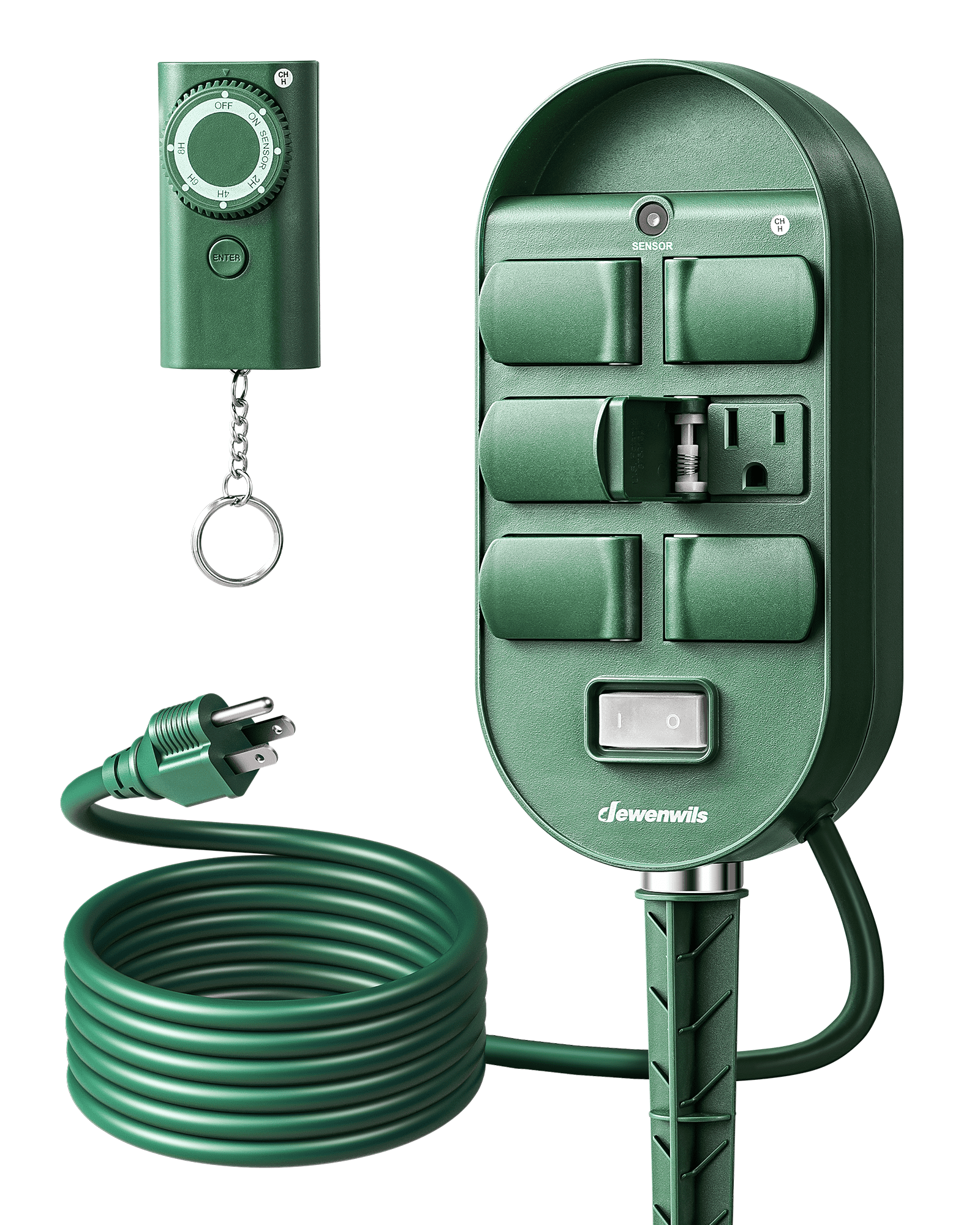 DEWENWILS Outdoor Power Stake Timer with Remote, 100FT Control Range ...