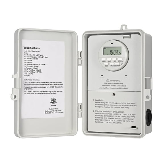 DEWENWILS Pool Pump Timer, Digital Outdoor Timer Box, 2Hp 40A 120-277 ...