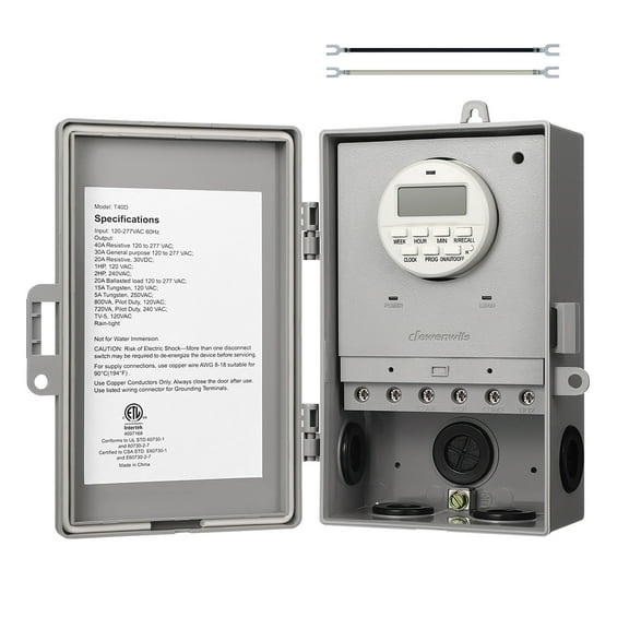DEWENWILS Outdoor Pool Pump Timer Box, 2HP 40A 120-277 VAC, 7-Day 20 on ...