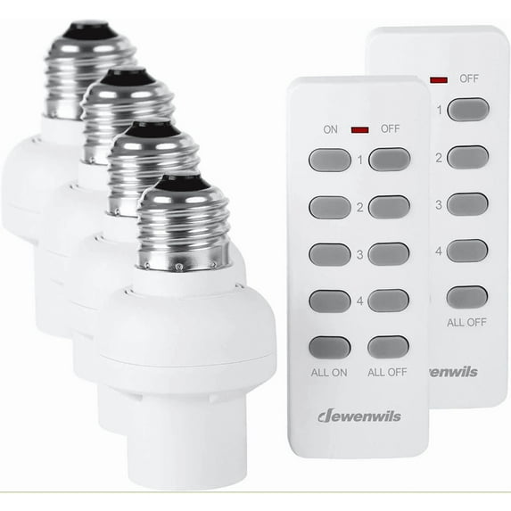 DEWENWILS E26/E27 Remote Control Light Bulb Socket for Ceiling Light ...