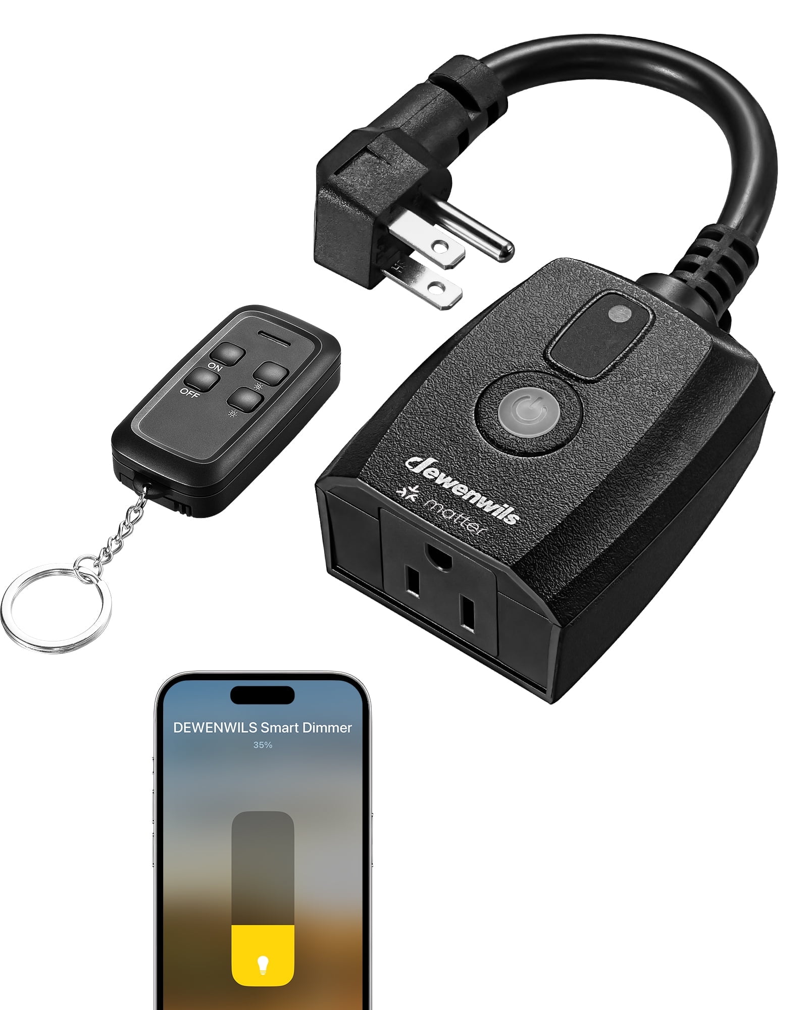 DEWENWILS Wi-Fi Matter Smart Dimmer Plug, Outdoor Dimmer for String ...