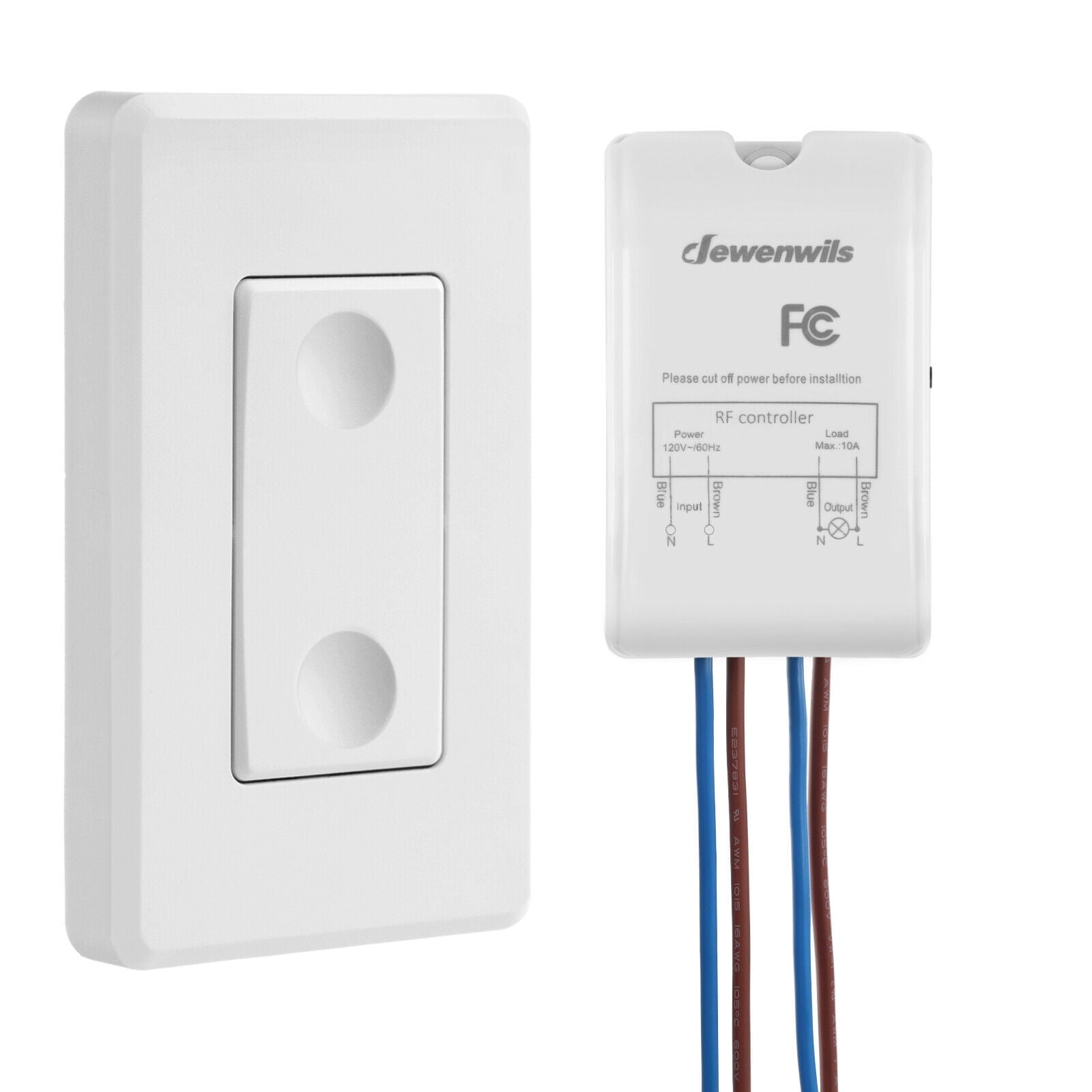 DEWENWILS Wireless Light Switch & Receiver Kit, 100 Ft RF Range, Remote ...