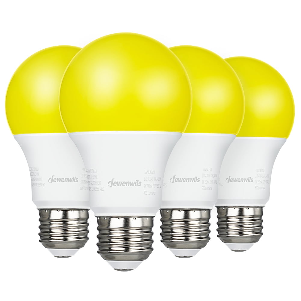 DEWENWILS Yellow Outdoor LED Light Bulbs, 9W 60W Equivalent, 600LM ...