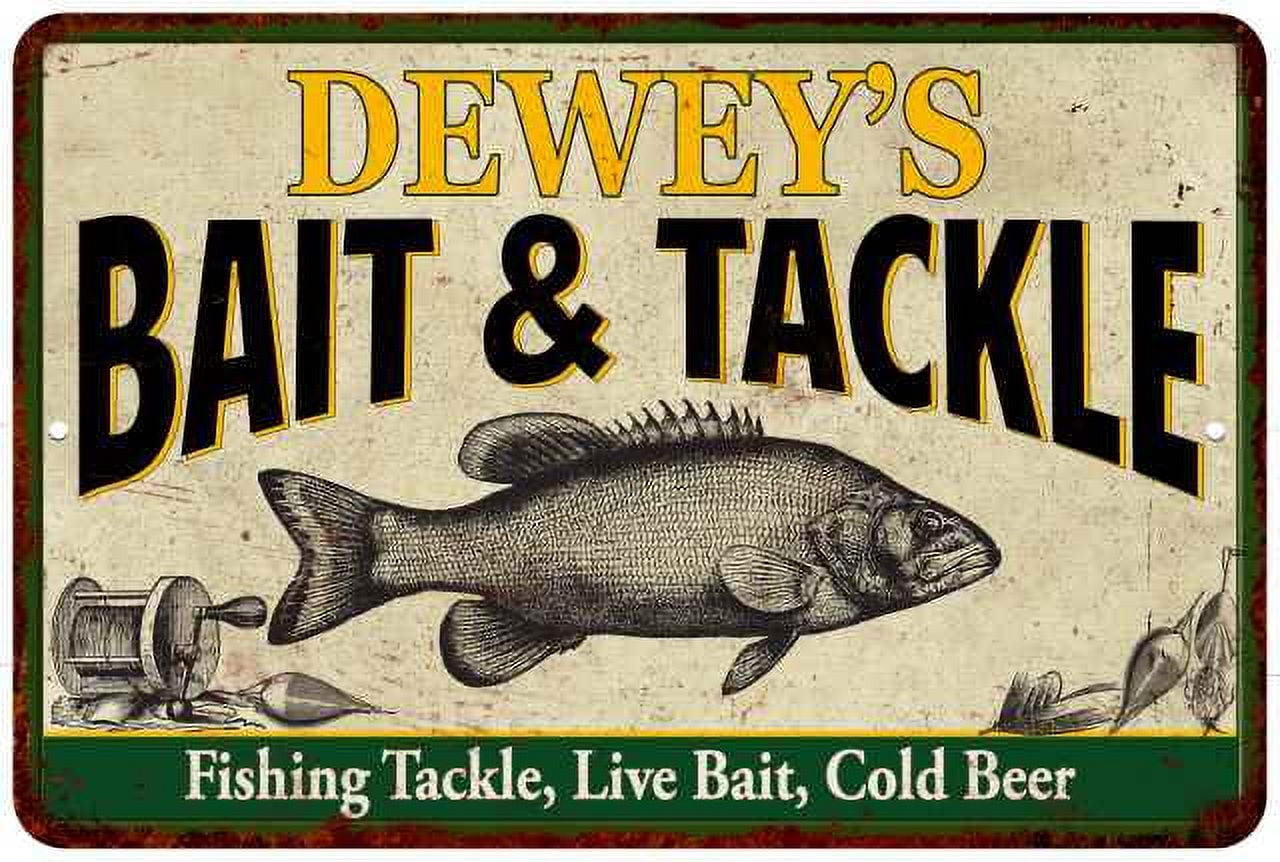 DEWEY'S Bait & Tackle Sign 8 x 12 High Gloss Metal 208120016437 ...