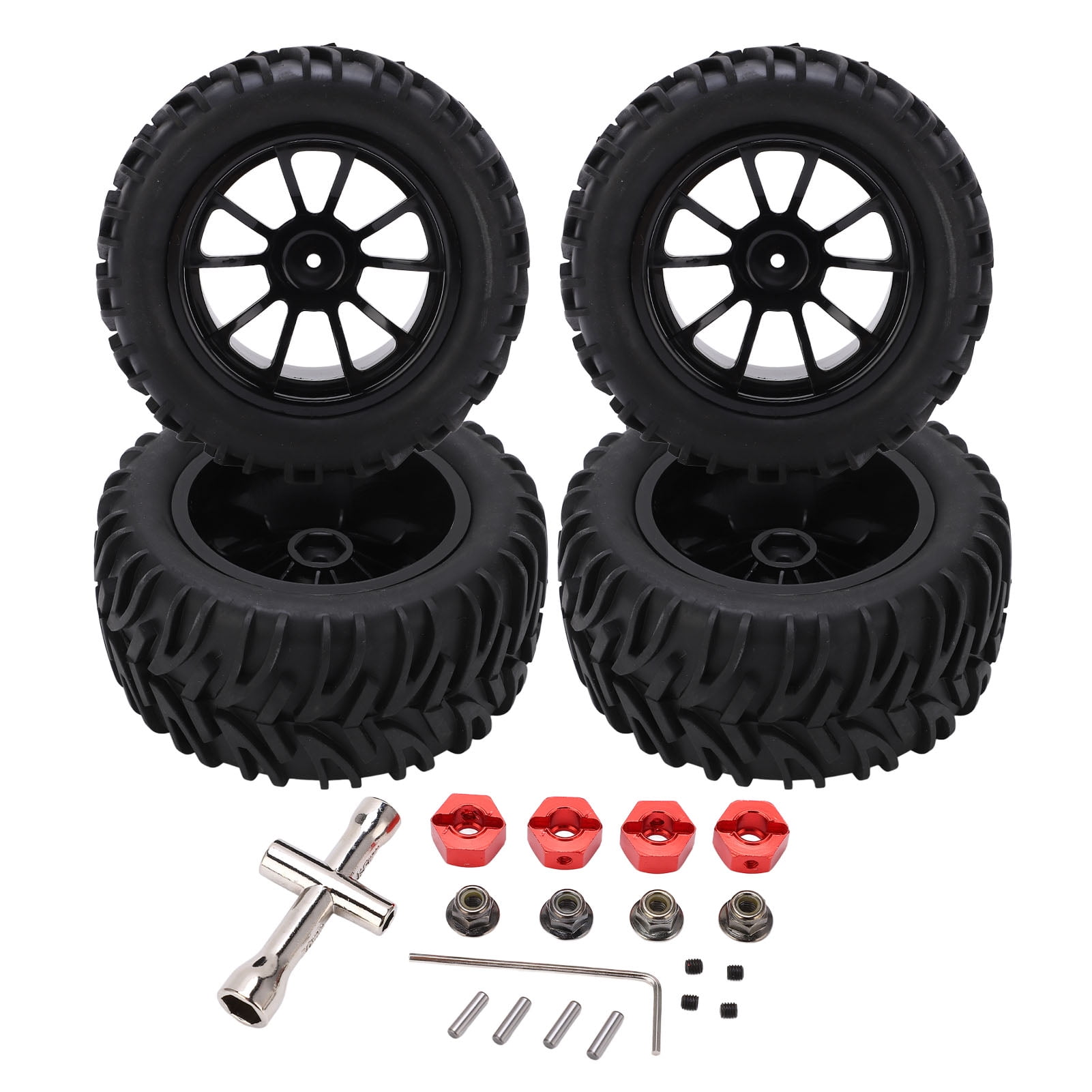 DEWIN 4PCS RC Plastic Wheel Rim Rubber Tires with 10 Spoke Set for ...